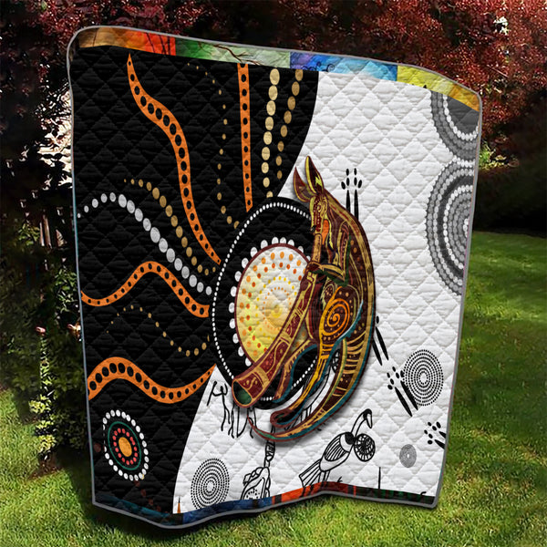 Aboriginal Kangaroo Pattern Dot Art Quilt - Wonder Print Shop