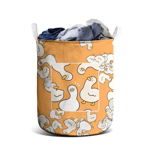 Chubby Duck Laundry Basket Shocked White Ducks Cartoon Doodle Pattern ...