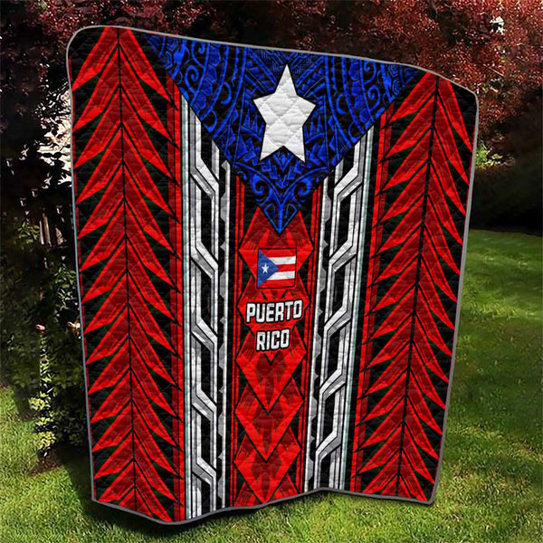 Puerto Rico Quilt with Tribal Patterns, Flag Emblem, and Taino Symbol ...