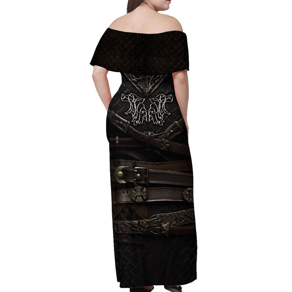 Viking Warrior Armor Off Shoulder Maxi Dress Fenrir Wolf Symbol ...