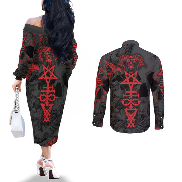 Skull Horror - Satan Symbol Grunge Couples Matching Off The Shoulder L ...