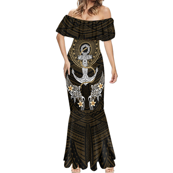 Polynesian Swordfish Mermaid Dress with Anchor Pattern and Tribal ...
