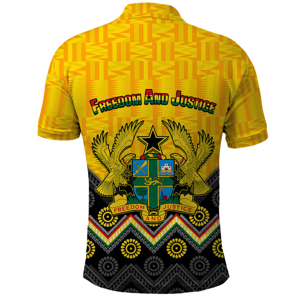 Ghana Polo Shirt Kente Pattern And Adinkra Pattern Mix Coat Of Arms ...