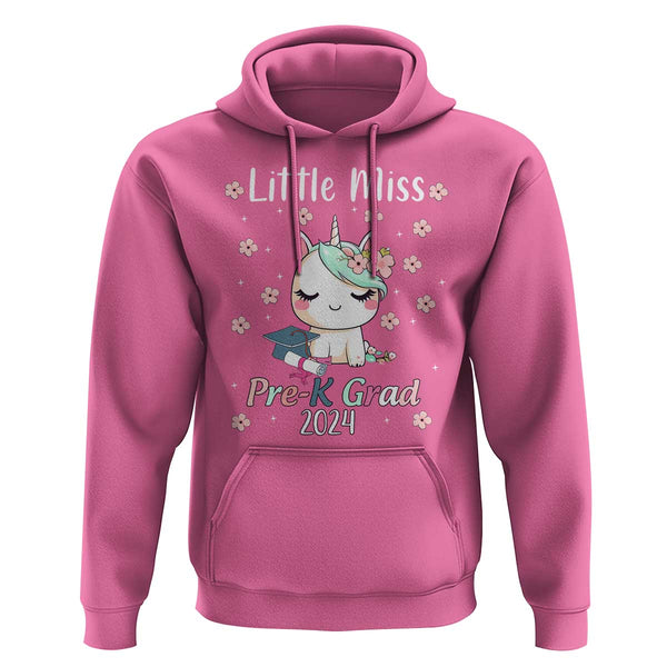 Pre-School Graduation Hoodie Little Miss Pre-K Grad 2024 Cute Unicorn ...