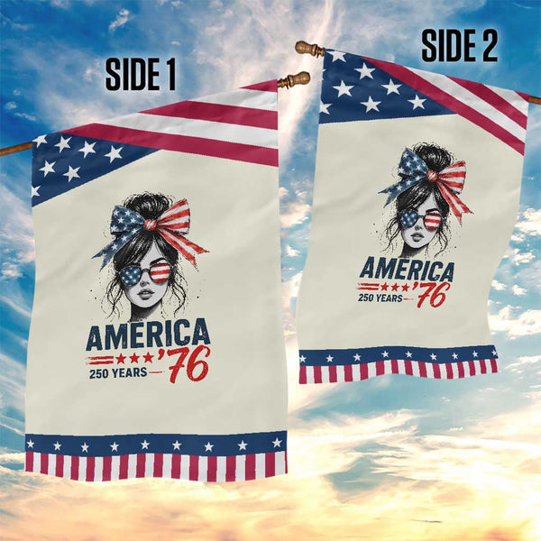 America 250 Years Patriotic Garden Flag 250th Anniversary USA Girl ...