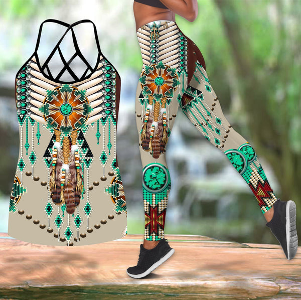 Native American Turquoise Blue Pattern Combo Crisscross and Leggings L ...