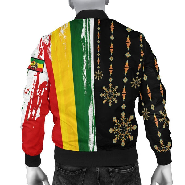 Ethiopia Bomber Jacket - Flag's Color With Aztec Pattern LT20 ...