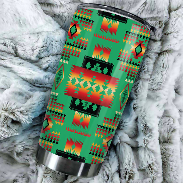Green Tribe Pattern Native American 20oz Tumbler LT10 - Wonder Print Shop
