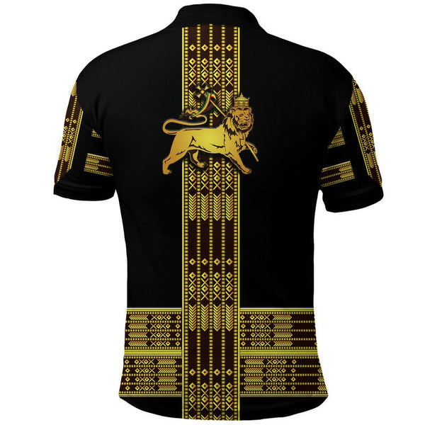Ethiopia Polo Shirt Ethiopian Lion Of Judah Simple Tibeb Style Black L ...