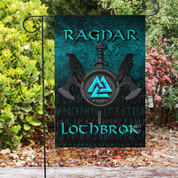 Viking Flag Ragnar Lothbrok Ragnar Lodbrok Viking Warrior Cyan Version ...