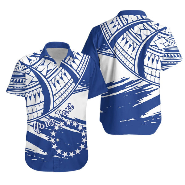( Custom Personalised) Cook Islands Hawaiian Shirt Flag Style Blue With ...