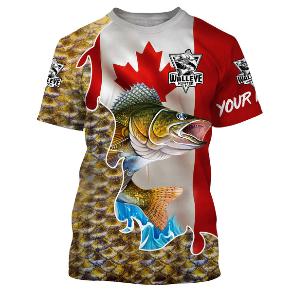 Walleye Fishing Canada Flag Custom Fishing Apparel, Walleye Fishing ...