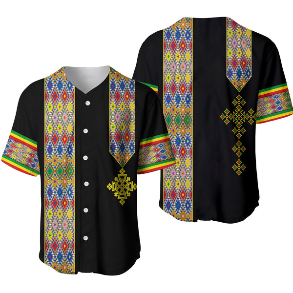 Habesha Tilet Pattern Baseball Jersey Ethiopia Emblem LT7 - Wonder ...