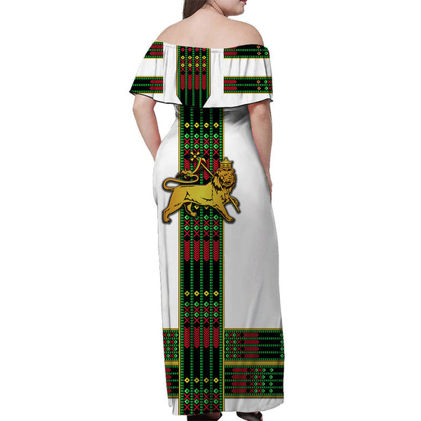 African Dress Ethiopia Off Shoulder Long Dress Ethiopian Lion Of Judah ...
