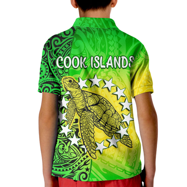 Custom Cook Islands Polo Shirt KID Cook Islands Coat Of Arms Turtle ...