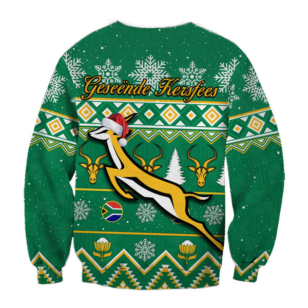 South Africa Rugby Christmas Sweatshirt Springboks Proud Geseende ...