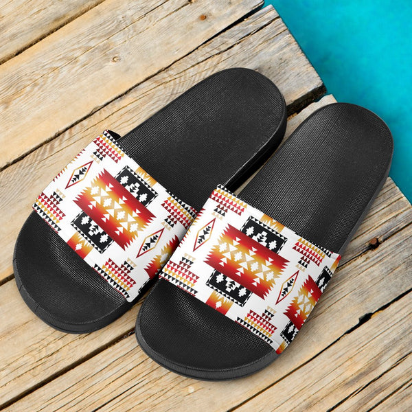 White Native Tribes Pattern Native American Slide Sandals LT10 - Wonder ...