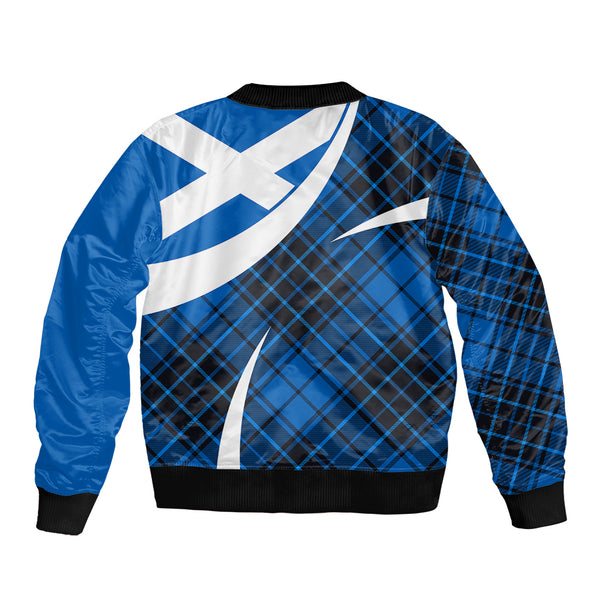 Scottish Alba Flag Bomber Jacket Scottish Colourful Tartan Blue Version ...